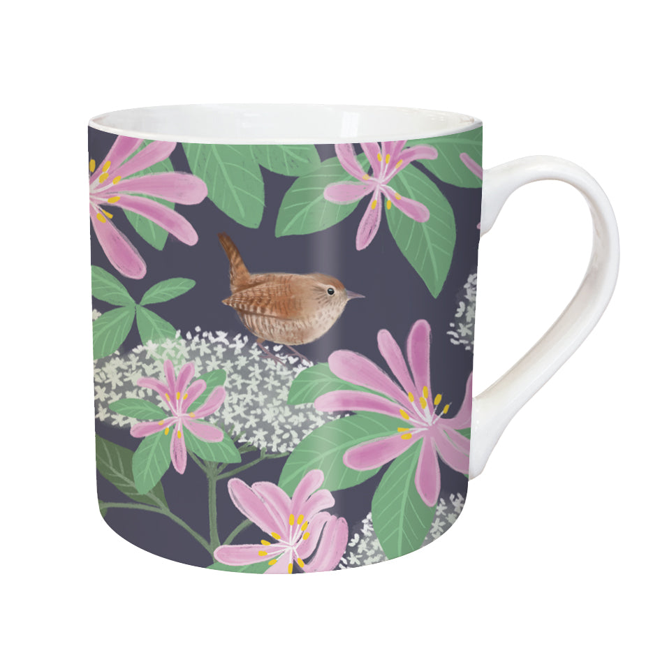 RSPB White Blossom - Tarka Mug - Wren & Honeysuckle – Otter House